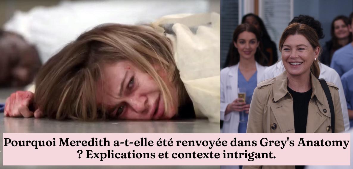 Pourquoi Meredith a-t-elle été renvoyée dans Grey's Anatomy ...